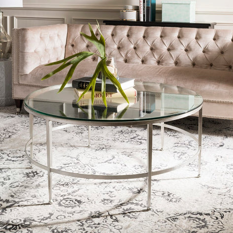 Safavieh Round Silver Glass Coffee Table